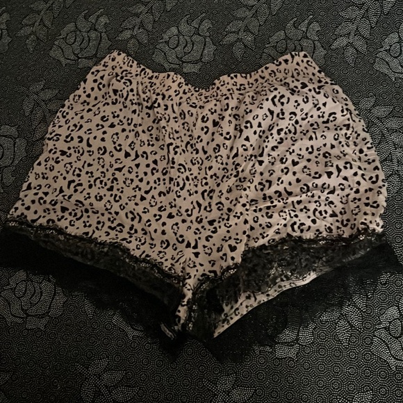 Victoria's Secret | Shorts | Vintage Victoria Secret Leopard Print Pj Shorts With Lace | Poshmark
